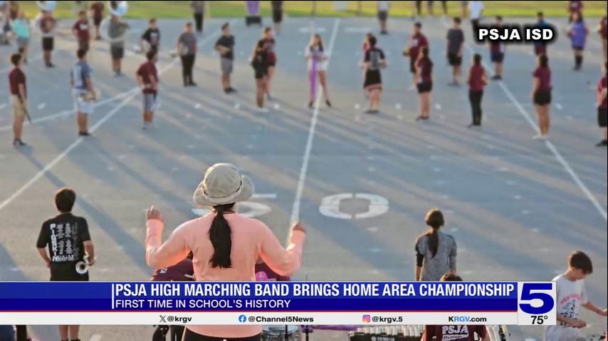 PSJA high marching band celebrates first area championship