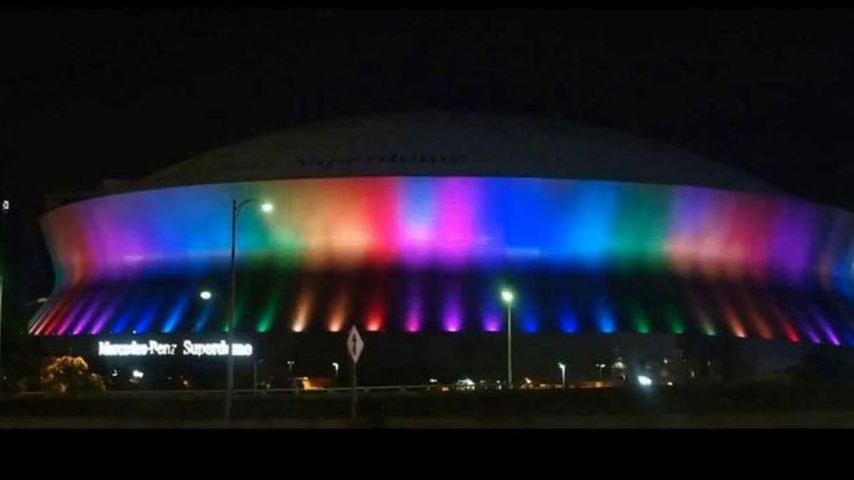 Superdome lights up in rainbow colors in support of Orlando victims