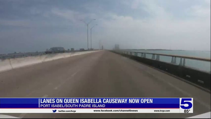 Lanes on Queen Isabella Memorial Causeway now fully open