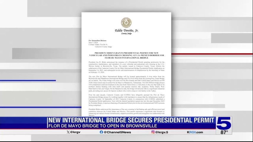 New international bridge in Brownsville secures Presidential permit