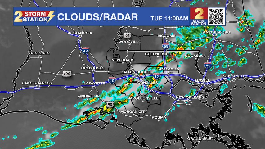 Nov. 25 - Radar update, broken line of showers/storms moving through
