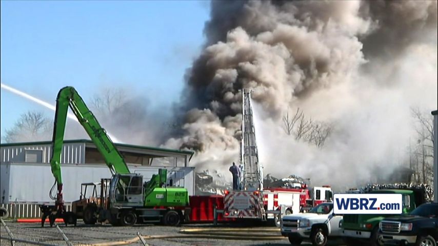 Crews battled large fire at recycling plant Monday