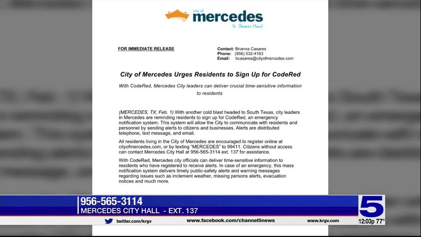 City of Mercedes urges residents to sign up for emergency notification ...