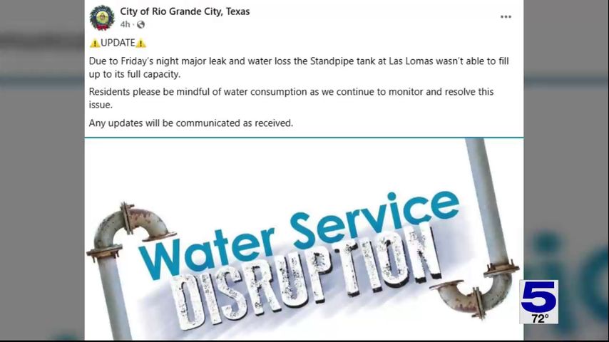 Water service disruption affecting residents near Rio Grande City