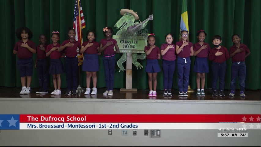 The Pledge of Allegiance, The Dufrocq School, Mrs. Broussard, 1st and ...