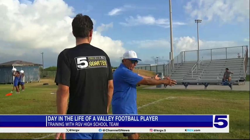 Practicing with Valley football players