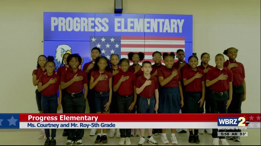 The Pledge of Allegiance, Progress Elementary, Ms. Courtney and Mr. Roy ...