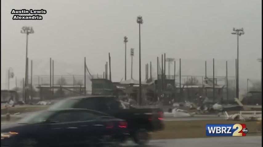 Video shows damage in Alexandria after tornado Monday