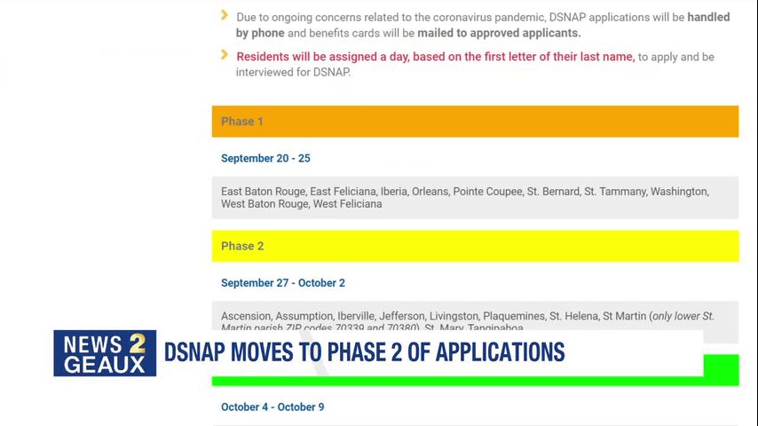News 2 Geaux: DSNAP moves to Phase 2 of applicants