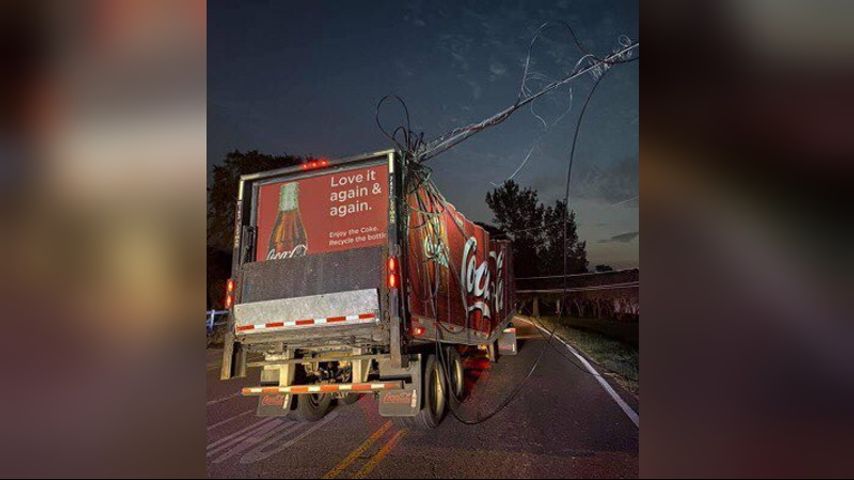 Photo: Truck hit low-hanging, newly-repaired power lines after ...