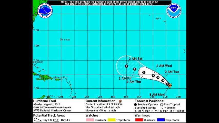 Hurricane Fred forms in the Atlantic