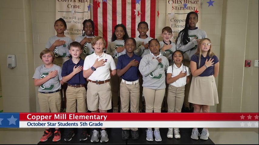 The Pledge of Allegiance, Copper Mill Elementary, 5th Grade October ...