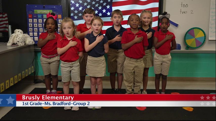 The Pledge of Allegiance, Brusly Elementary, 1st Grade, Ms. Bradford, Group 2