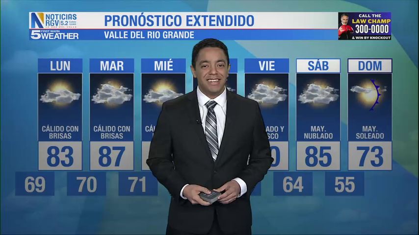 Domingo 9 de Febrero: noche fresca y húmeda con mínima en 69s