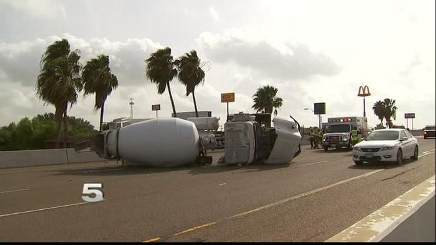 Driver Hospitalized after Cement Mixer Rollover in Alamo