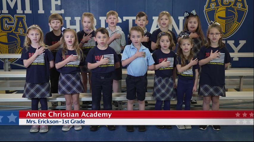The Pledge of Allegiance, Amite Christian Academy, 1st Grade, Mrs. Erickson