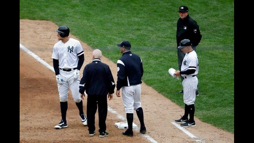 Judge hurts oblique, likely to injured list; Yankees top KC