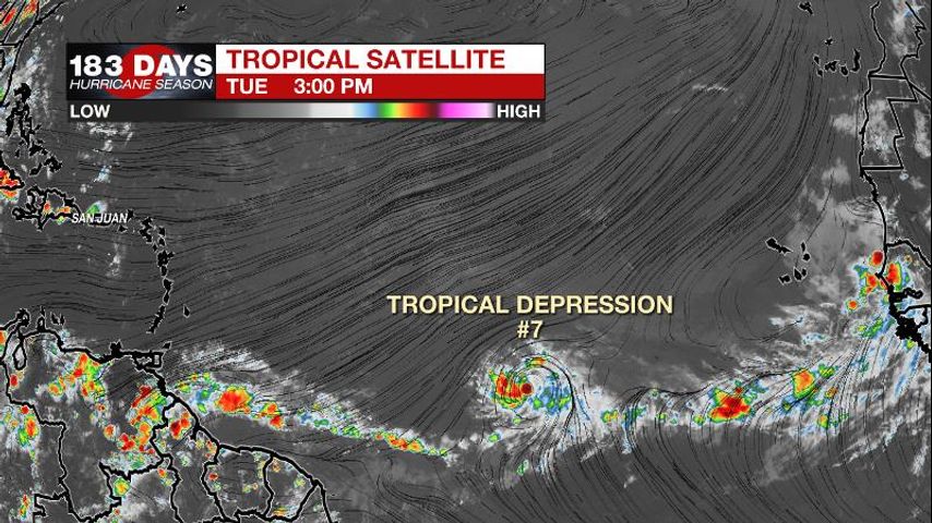Tropical Depression Seven forms in the Atlantic Basin