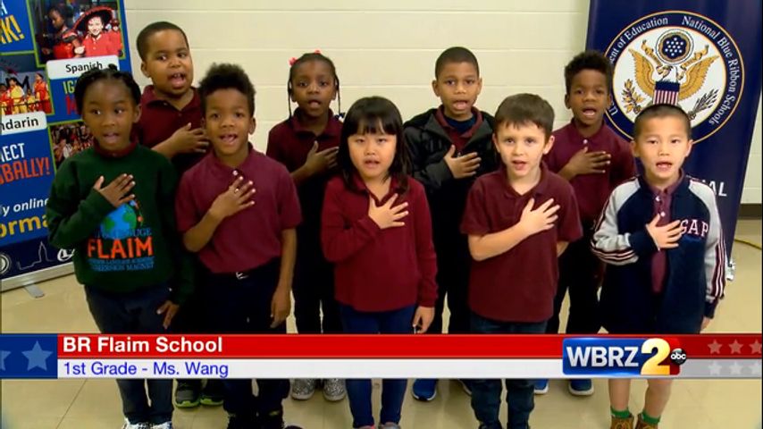 The Pledge of Allegiance: Baton Rouge FLAIM School - Ms. Wang, 1st Grade